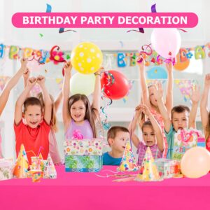 NIWIN 2 Pack Hot Pink Tablecloth Plastic Party Table Cloth Rectangle Disposable Table Cover for Various Parties Birthday Decoration, 72" x 53"