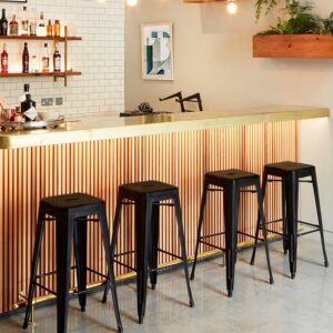 Yaheetech 30'' Metal Bar Stools 4PCS Bar Height Barstools Stackable Bar Chairs for Bistro/Patio/Cafe/Restaurant/Dining Room/Kitchen, Black