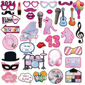 35pcs photo booth props for birthday weddings graduation,music lyrics themed party photo booth for music fans,social media party props for photo booth