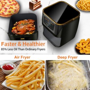 Vaparinckl Air Fryer, 8.5Qt Large Family Size, 8-in-1 Function Digital Touch Screen, Easy Viewing Windows, 1750W Fast Air Frying up to 400℉, Auto Shut Off, Nonstick and Dishwasher-Safe Basket