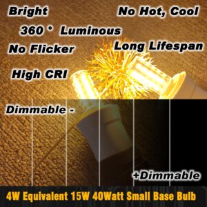 Dimmable E12 LED Bulb Himalayan Salt Lamp 4W, Equivalent 15W 40W, 400lm 2700K Warm White AC120V S6 C7 E12 Candelabra Base for Night Light Chandeliers Christmas Light Candle Lamp Dryer Bulbs, 4 Pack