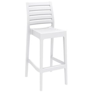 Pemberly Row 29.5" Outdoor Stackable Resin Bar Stool in White - Set of 2