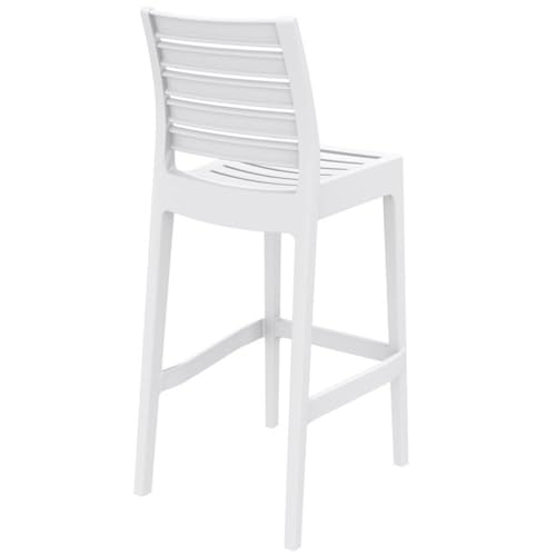 Pemberly Row 29.5" Outdoor Stackable Resin Bar Stool in White - Set of 2