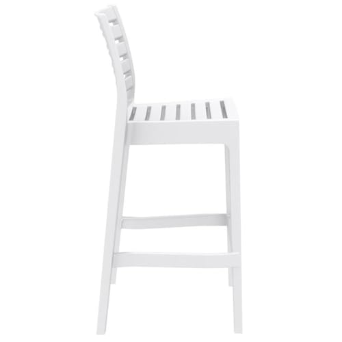 Pemberly Row 29.5" Outdoor Stackable Resin Bar Stool in White - Set of 2