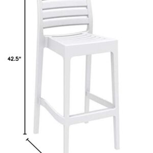 Pemberly Row 29.5" Outdoor Stackable Resin Bar Stool in White - Set of 2