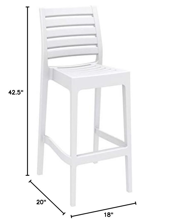 Pemberly Row 29.5" Outdoor Stackable Resin Bar Stool in White - Set of 2