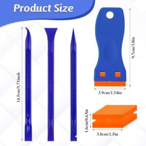 Plastic Scraper Portable Cleaning Scraper Replacement Window Scraper Scraper Tool with 10 Pcs Scraper Blades and 3 Pcs Double-Head Non Scratch Scraper for Sticker Labels Decals Cleaning