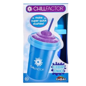 cra-z-art chillfactor original slushie maker cup, diy magic slushy maker squeeze cup, super quick smoothie squeeze cup for milkshakes, juices, double layer cup with lid & spoon, blue