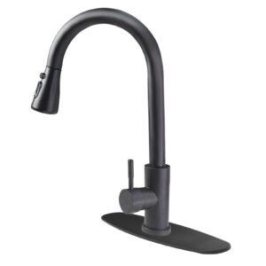 aibovi matte black kitchen faucet with pull down sprayer, high arc single handle kitchen sink faucet with pull out sprayer, rv kitchen faucet stainless steel kitchen faucets for bar, laundry, rv