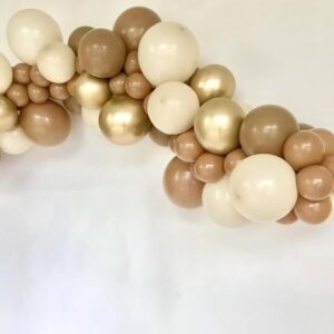 Brown and Gold Balloons, 12 Inch Retro Brown Cream Balloon, Metallic Sand Gold Brown Beige Balloons, Apricot Neutral Gold Balloons for Birthday Baby Shower Jungle Boho Wedding Decorations