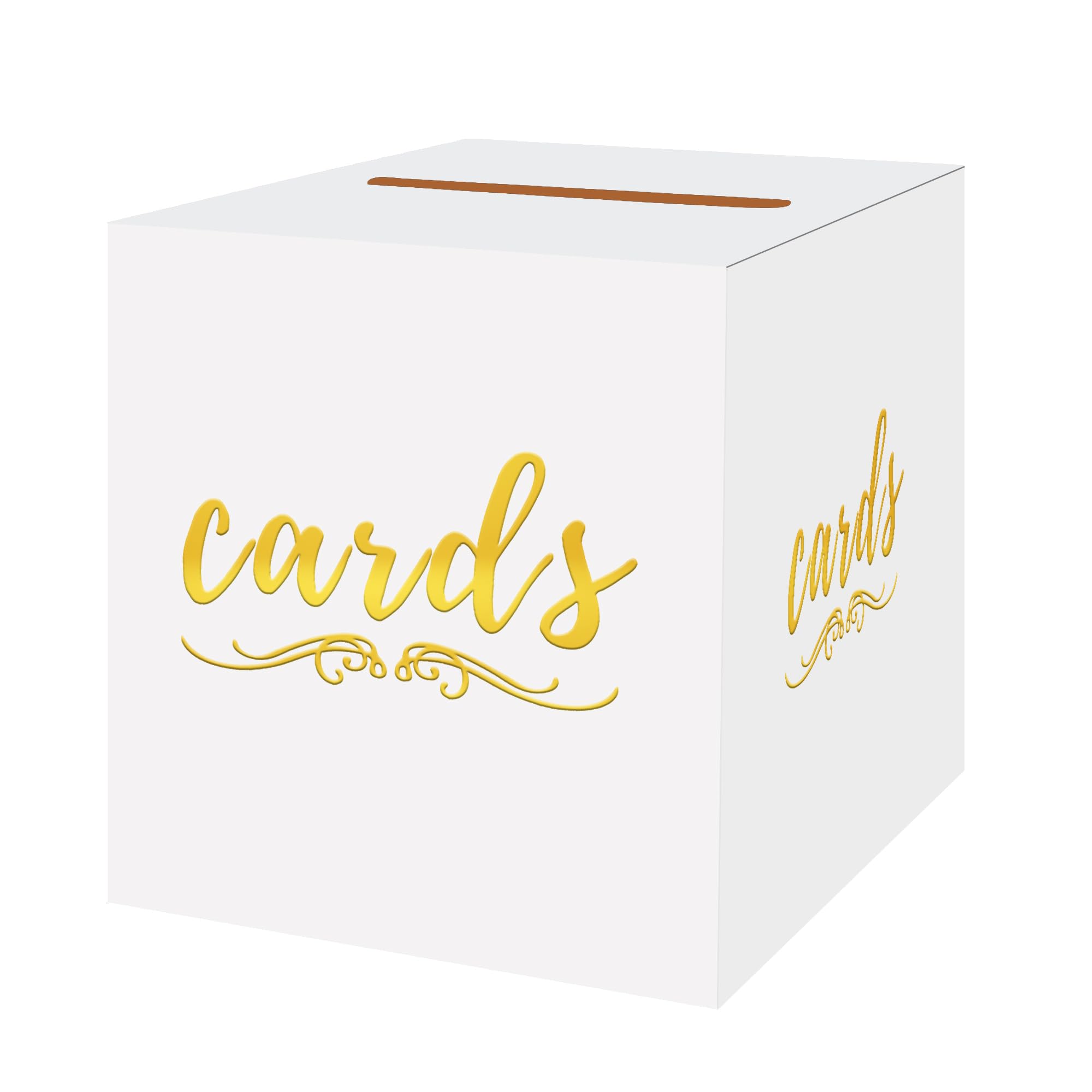 sunepany White Card Box Cardboard Card Box for Birthday Bridal & Baby Shower Graduation Funeral Envelope Box for Party Gold Card Box with Slot Wedding Money Box Raffle Box