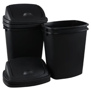 wekioger 4-pack 10 gallon plastic swing top trash can, kitchen garbage can with swing lid, black