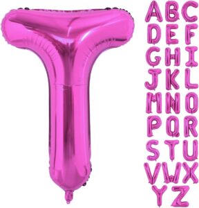 40 inch large hot pink letter t balloons alphabet t letter balloons foil mylar letter a balloons for birthday party anniversary new year graduation wedding