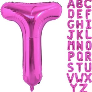 40 Inch Large Hot Pink Letter T Balloons Alphabet T Letter Balloons Foil Mylar Letter A Balloons for Birthday Party Anniversary New Year Graduation Wedding