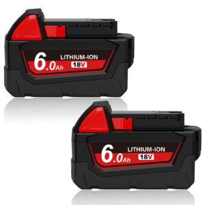 arvedy 6.0ah 18v m18 battery replacement for milwaukee - 2 packs batteries compatible with milwaukee m18 battery, 18 volt lithium-ion battery 48-11-1815 48-11-1820 48-11-1840 cordless power tools