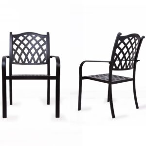 cemyt cast aluminum chairs outdoor dining chairs with armrest patio bistro chairs for porch garden backyard balcony, set of 2