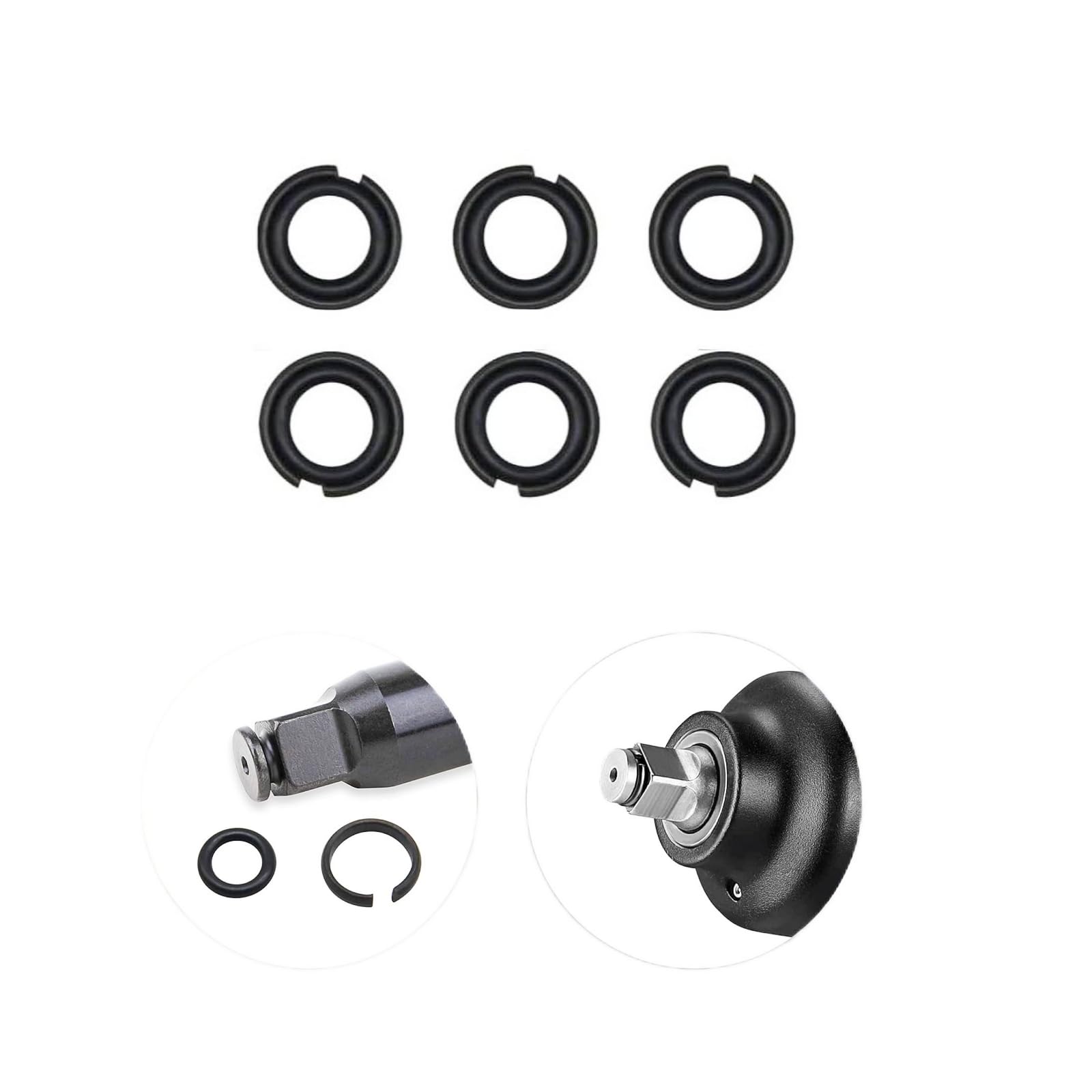 (4+4 Sets) 3/8” and 1/2" Impact Retaining Ring Clip with O-Ring for Milwaukee Electric/Pneumatic Type Impact Wrench, Retainer Ring Anvil Install Tool Included