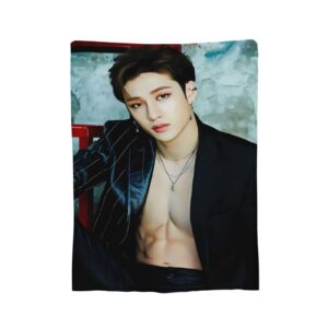 Stray Kids Bangchan Blanket Ultra-Soft Micro Fleece Blankets Throw Blankets Decoration Gift for Decor Home Sofa,Office,Dormitory Bed car Camp Couch All Seasons