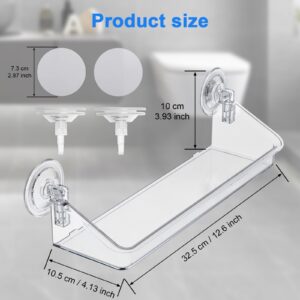 Geora Shower Caddy Suction Cup, Adhesive Clear Acrylic Shelf, No Drilling Hang Walls, Suction Cup Shelf with Strong Adhesive PVC Suction Cups, for Bathroom, Pantry, Kitchen, Utility Room