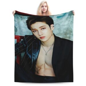 Stray Kids Bangchan Blanket Ultra-Soft Micro Fleece Blankets Throw Blankets Decoration Gift for Decor Home Sofa,Office,Dormitory Bed car Camp Couch All Seasons