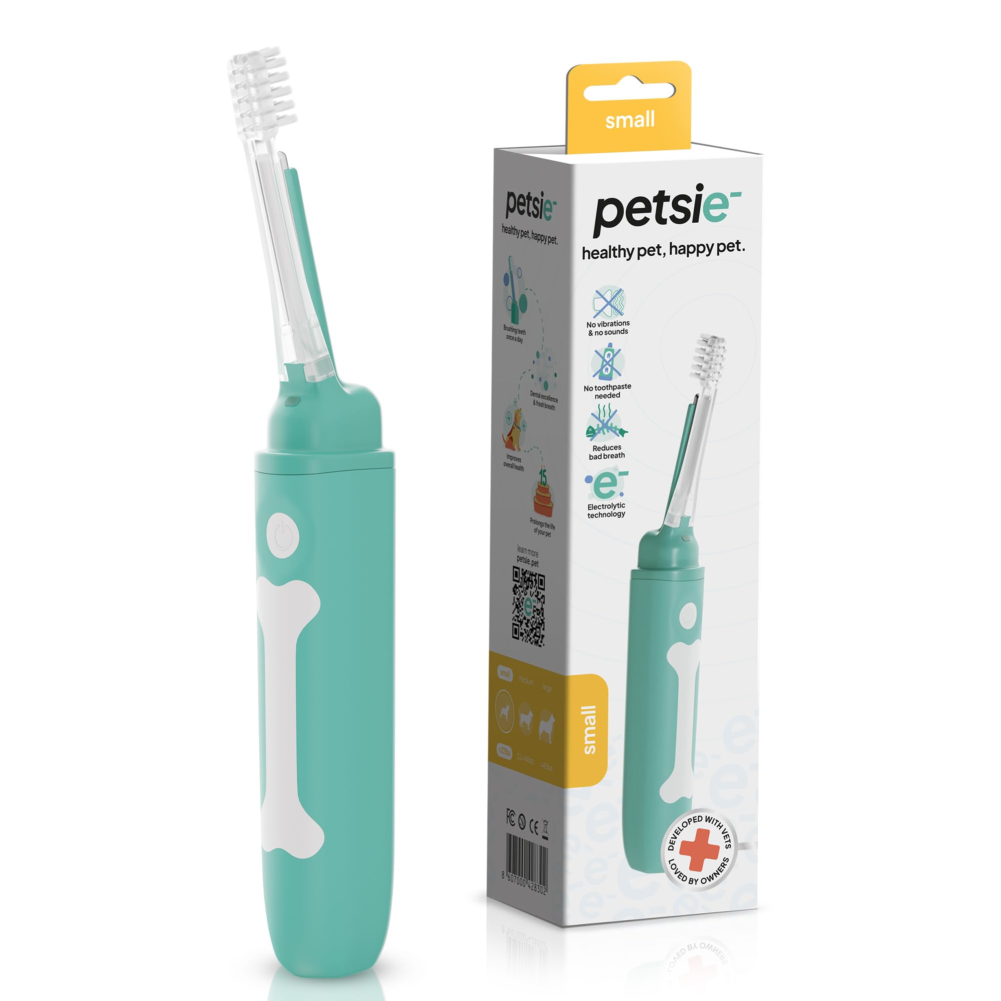 petsie Dog Toothbrush | Innovative Eletrolytic Technology | Improves Oral Health & Reduces Bad Breath | No Vibrations & Silent Dog Teeth Cleaning Brush | No Toothpaste Needed | Dog Teeth Cleaning Kit