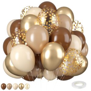 brown and gold balloons, 12 inch retro brown cream balloon, metallic sand gold brown beige balloons, apricot neutral gold balloons for birthday baby shower jungle boho wedding decorations