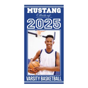 let's make memories personalized graduation banner - senior night decorations - class of 2025 graduation party - customized congratulations banner - indoor/outdoor vinyl - all star - blue - 4 ft.