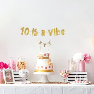 10 is a Vibe Gold Glitter Banner - 10th Birthday Party Supplies, Ideas, Gifts and Decorations