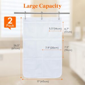 Lifewit Mesh Shower Caddy, 7 Pockets Hanging Shower Organizer with Quick Drying Mesh, Portable Space Saving Bathroom Organizer to Hold Soap, Shampoo and Cruise Ship Essentials, White, 2 Pack