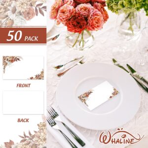 Whaline 50Pcs Floral Place Cards 2 x 3.5 Inch Retro Boho Flower Tented Cards Vintage Seating Cards for Wedding Bridal Baby Shower Birthday Banquet and Special Events