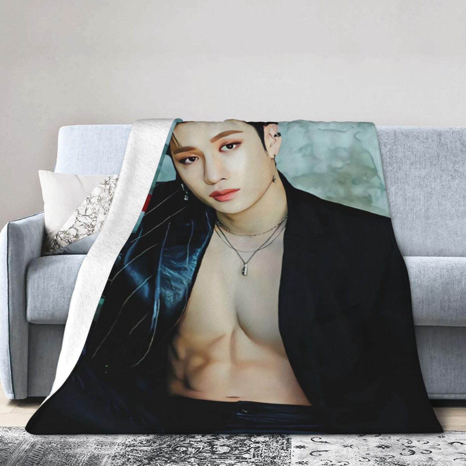 Stray Kids Bangchan Blanket Ultra-Soft Micro Fleece Blankets Throw Blankets Decoration Gift for Decor Home Sofa,Office,Dormitory Bed car Camp Couch All Seasons