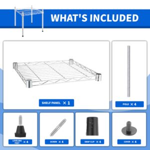 HealSmart Heavy Duty Shelving Unit, Wire Metal Stackable Storage, 1-Tier Shelf, Chrome, 15" W x 13.8" D x 15" H