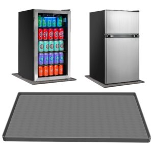 ninjatiger mini fridge silicone mat - 23.6'' x 23.6'' refrigerator floor protector mat with raised edge mini fridge drip tray pan silicone mat for small fridge washer dryer freezer (grey-1pack)