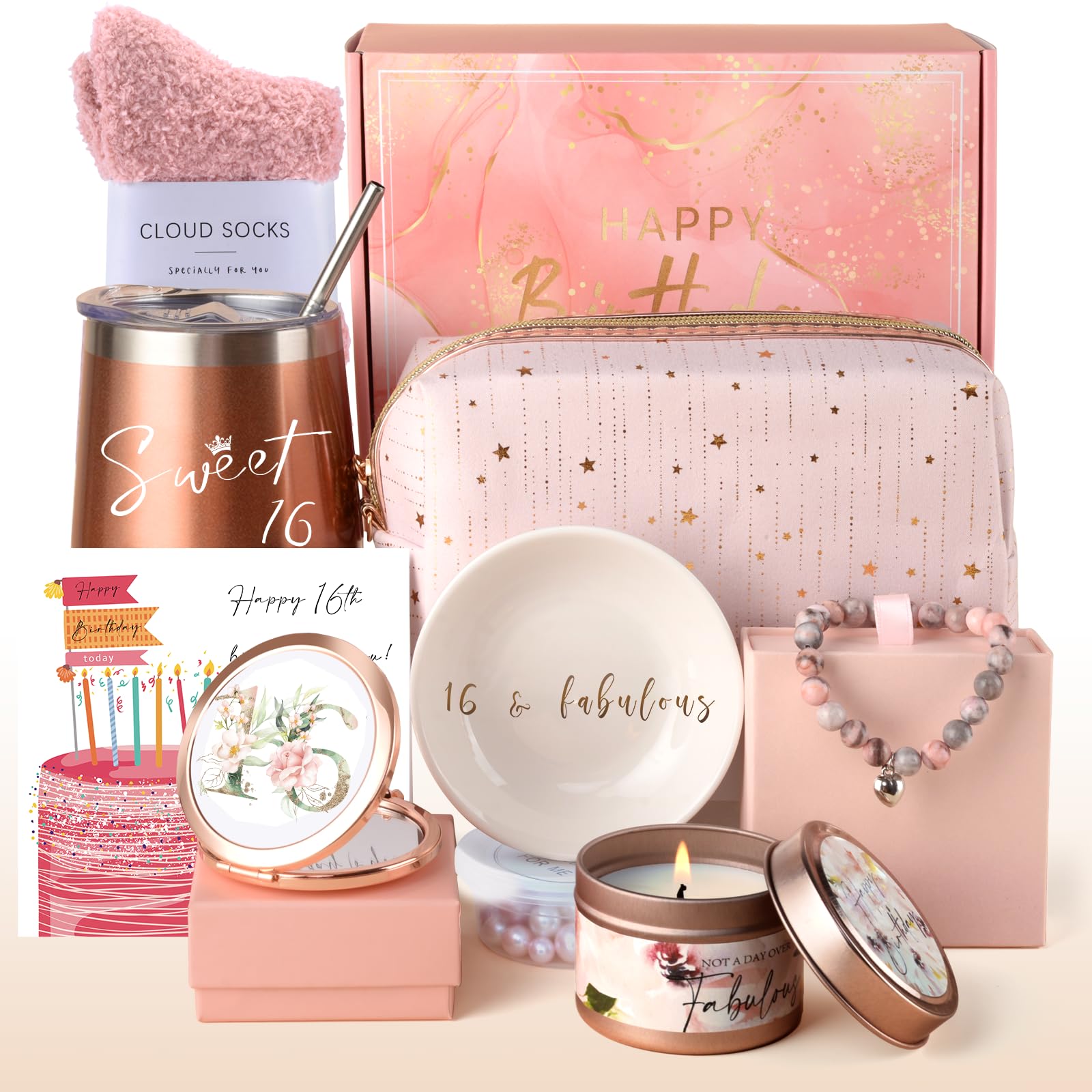 16th Birthday Gifts for Girls, Sweet 16 Birthday Gift Ideas, Gifts for 16 Year Old Girl, Happy 16th Birthday Gifts for Girls Daughter, Niece, Granddaughter, Best Friends Female Sister Bestie