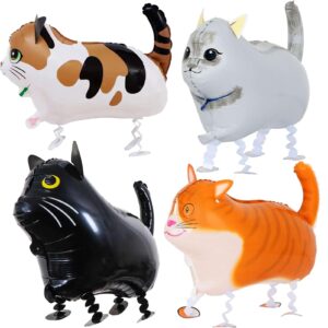 4 pack walking cat balloons animal pet cat balloons cat balloons for kids birthday party pet cat theme birthday party decorations