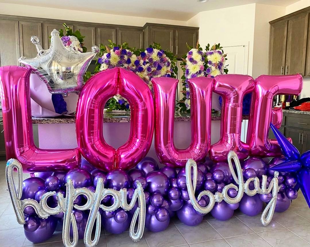 40 Inch Large Hot Pink Letter T Balloons Alphabet T Letter Balloons Foil Mylar Letter A Balloons for Birthday Party Anniversary New Year Graduation Wedding