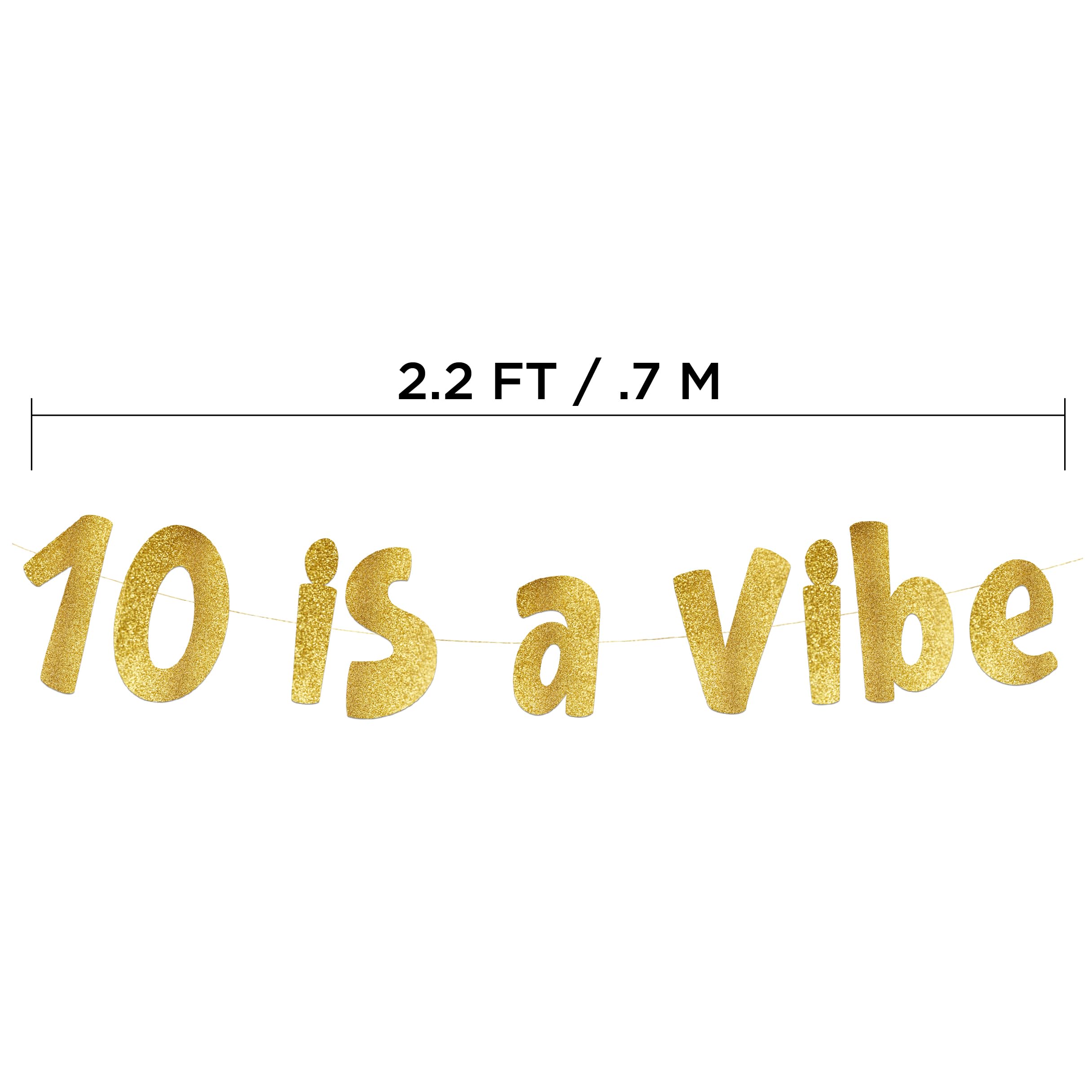 10 is a Vibe Gold Glitter Banner - 10th Birthday Party Supplies, Ideas, Gifts and Decorations