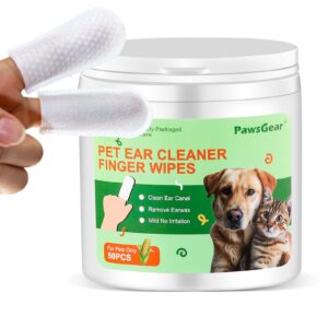 pawsgear ear wipes for dogs and cats - soothing cleansing, odor removal, natural plant extracts, 50 count