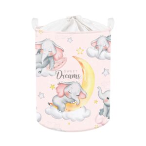 clastyle sleeping elephant kid laundry basket pink baby girls clothes hamper for nursery collapsible star moon towel toy storage basket with lid