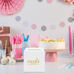 sunepany White Card Box Cardboard Card Box for Birthday Bridal & Baby Shower Graduation Funeral Envelope Box for Party Gold Card Box with Slot Wedding Money Box Raffle Box