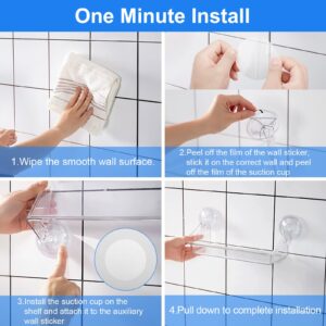 Geora Shower Caddy Suction Cup, Adhesive Clear Acrylic Shelf, No Drilling Hang Walls, Suction Cup Shelf with Strong Adhesive PVC Suction Cups, for Bathroom, Pantry, Kitchen, Utility Room