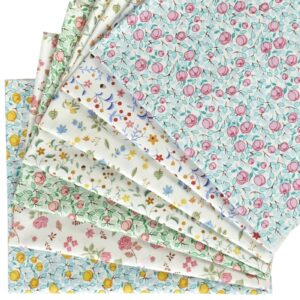 gnognauq floral cotton fabric fat quarter bundles, 7 pieces rose tulip pre-cut fabric multi color printed quilting fabric for patchwork sewing quilting, 18x22 inches