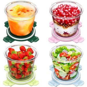 winproper 4 pack glass meal prep containers with airtight lids, leak-proof round storage containers set, reusable glass soup containers overnight oats containers for leftover, soup, fruit