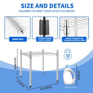 HealSmart Heavy Duty Shelving Unit, Wire Metal Stackable Storage, 1-Tier Shelf, Chrome, 15" W x 13.8" D x 15" H