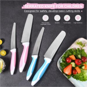 kiddi cookie Serrated Knife Serrated Bread Knife Stainless Steel Serrated Kitchen Knife Tomato Knife Lettuce Knife 6" Pink