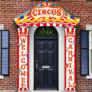 blulu 3 pcs carnival circus porch banner decorations circus party awning hanging banner carnival welcome door banner set carnival circus party supplies for circus theme birthday decor