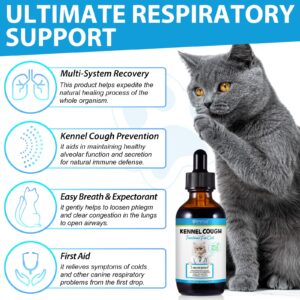 Kennel Cough for Cats, Kennel Cough Herbal Drops, Cats Cough Reliel Liquid Drop for Cats Allergy Relief, Soothes Cats Cough, Pet Health Supplies for Cat Cough Care, Chicken Flavor - 1 Pack / 2 Fl oz