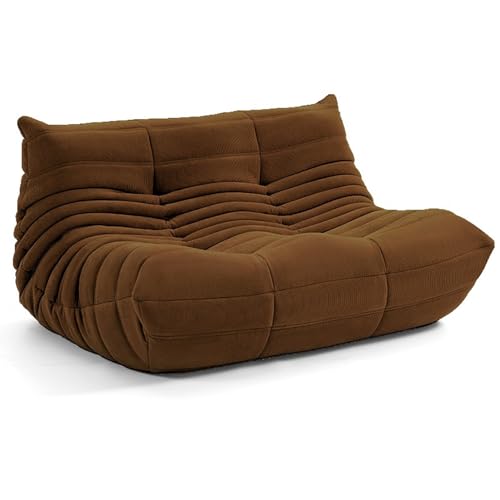 Comfy Lazy Floor Sofa Couch,Accent Sofa Caterpillar-Inspired Soft Suede Fabric with 50D Styling Cotton Pleated Texture Chair Lazy brown-70×102×87cm