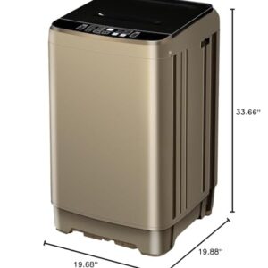 JANREAY Portable Washing Machine 13.3lbs Full Automatic Washing Machine 2 In 1, 10 Programs & 8 Water Levels with LED Display, Child Lock, for Apartment, Dorm, RV, and More Gold