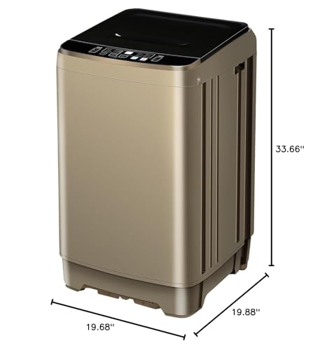 JANREAY Portable Washing Machine 13.3lbs Full Automatic Washing Machine 2 In 1, 10 Programs & 8 Water Levels with LED Display, Child Lock, for Apartment, Dorm, RV, and More Gold